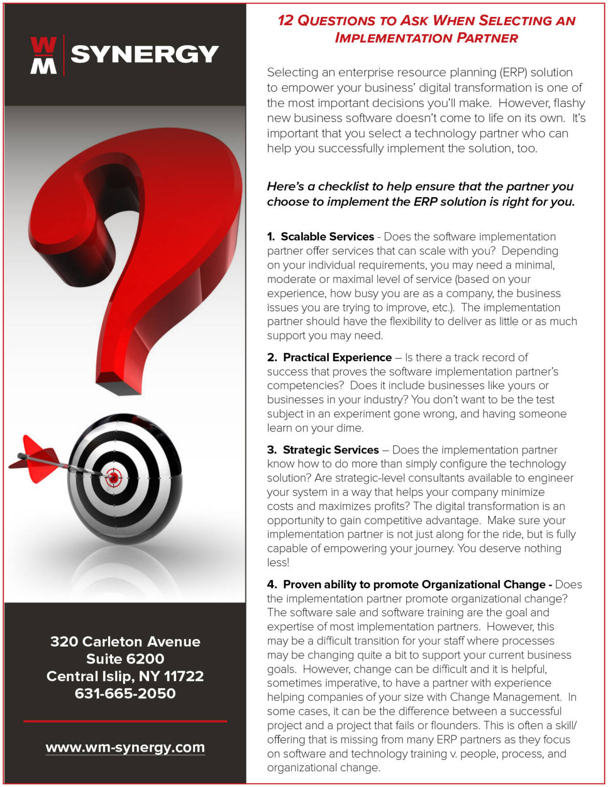 12 Questions To Ask When Selecting An Erp Implementation Partner Wm Synergy