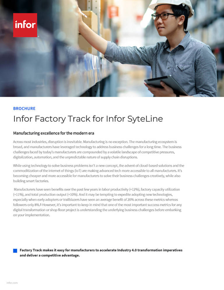 Infor Factory Track for CloudSuite Industrial SyteLine | WM Synergy