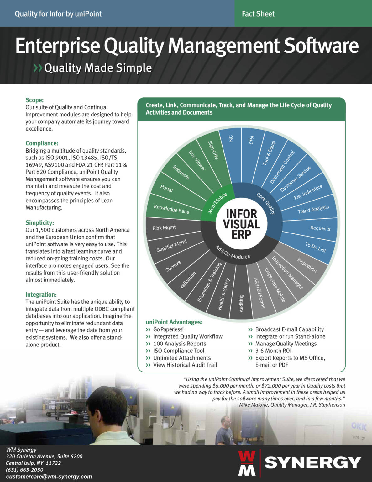 Quality for Infor VISUAL by uniPoint | WM Synergy