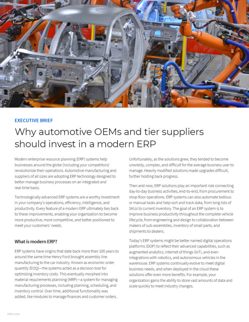 Why Automotive OEMs And Tier Suppliers Should Invest In A Modern ERP ...