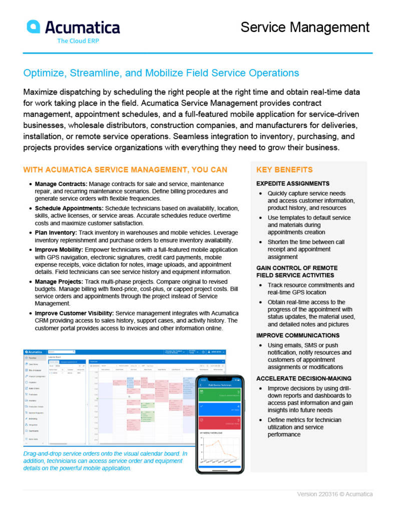 Acumatica Service Management | WM Synergy